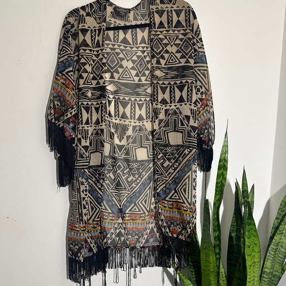 Angie | Swim | Angie Tribal Print Swim Coverup Black Tan And Blue ...